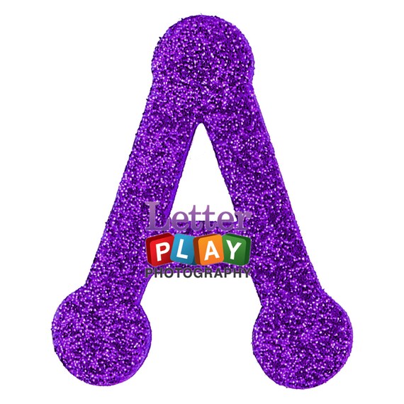 Digital Alphabet Letters A to Z Purple Glitter