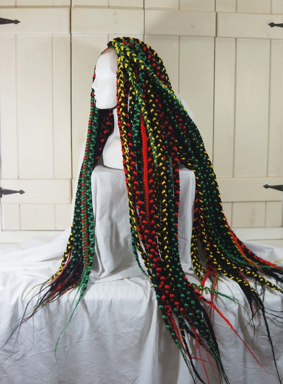 Hand braided adjustable lace front RASTA wig 42