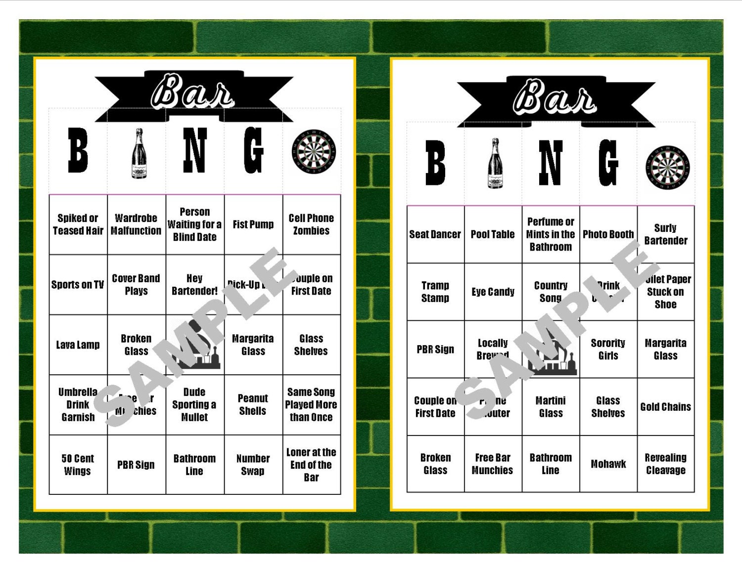 30 Bar BINGO Cards Pub Crawl BINGO Bar Crawl BINGO