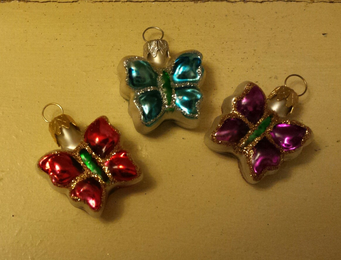 3 Mini Blown Glass Butterfly Christmas Tree Ornament 3-mini-blown-glass-butterfly-christmas-tree-ornament