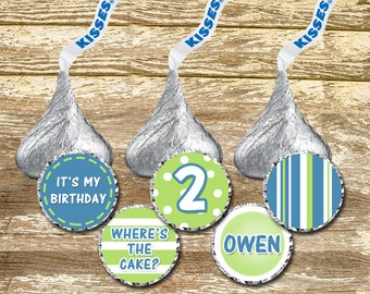 Hershey Kiss Stickers Birthday Boy Birthday by LittlePrintsOttawa