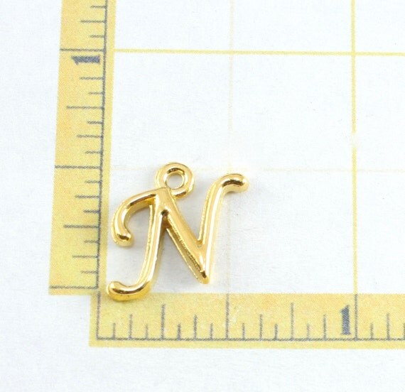 1 or 4 pcs Gold Script Initial N Gold by charmedjewelrysupply