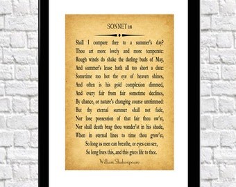 Shakespeare sonnet | Etsy