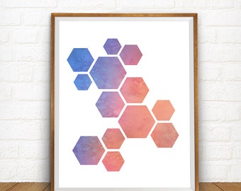Hexagon artwork | Etsy