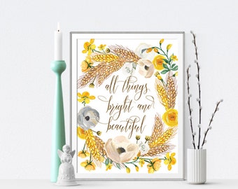 All Things Bright and Beautiful Subway Art Digital INSTANT
