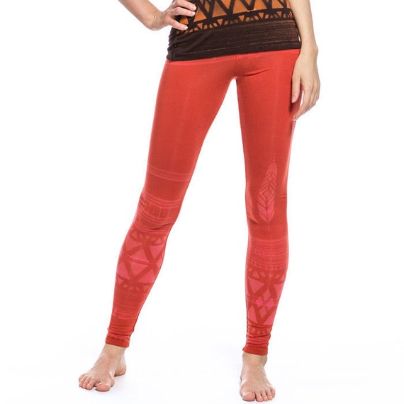 Womens Red Gym Yoga Leggings Сomfortable Pants By Indiastyleshop