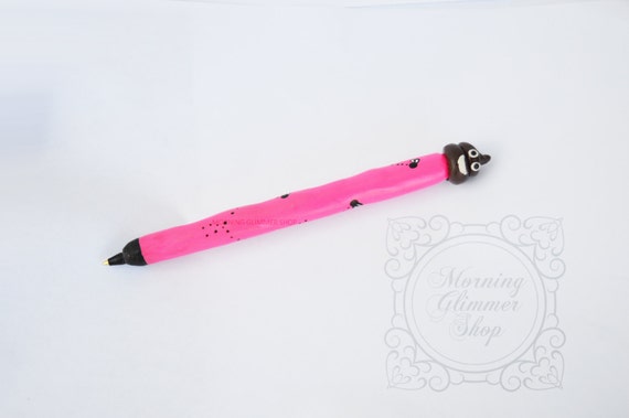Refillable Poop Emoji Clay Pen With Stand