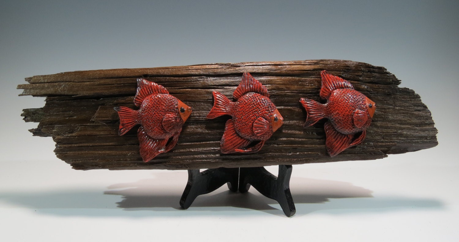 Ceramic Fish Wall Hanging Ceramic Fish Mounted on Driftwood Ceramic Fish Wall Hanging Ceramic Fish Mounted on Driftwood