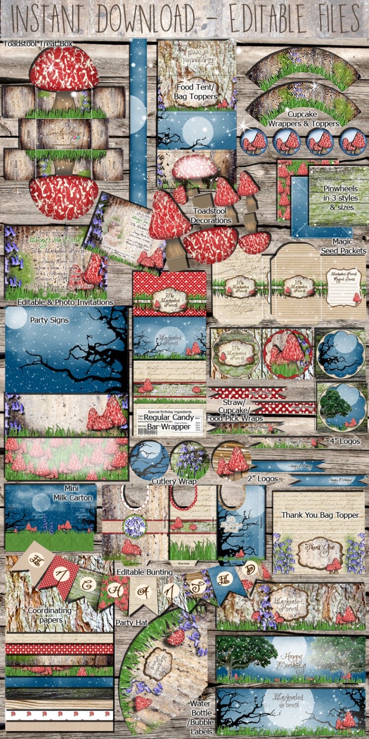 The Enchanted Forest Party Set DIY Digital File