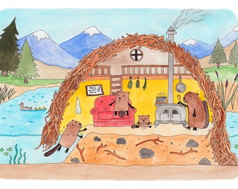 Rabbit Burrow Cross Section Print by JodiLynnDoodles on Etsy