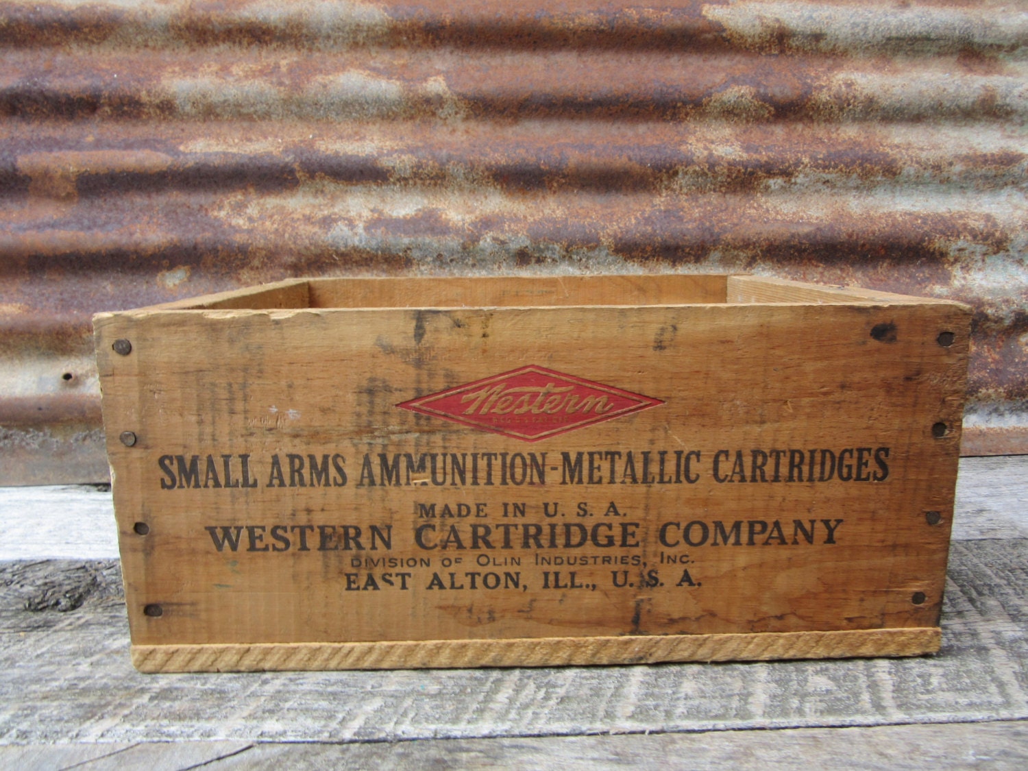 Antique Wood Crate Western Cartridge Company 22 Long Rifle Ammunition ...