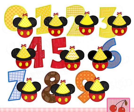 Mickey Numbers 0 Through 9 Birthdy Mickey Machine Embroidery 