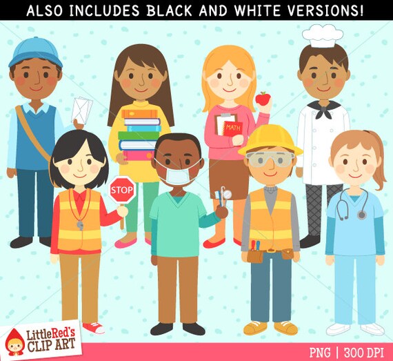 Community Helpers Job Clip Art and Line Art set 1 personal