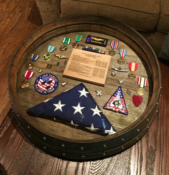 Wine Barrel Military Retirement Shadow Box CUSTOM ORDERS