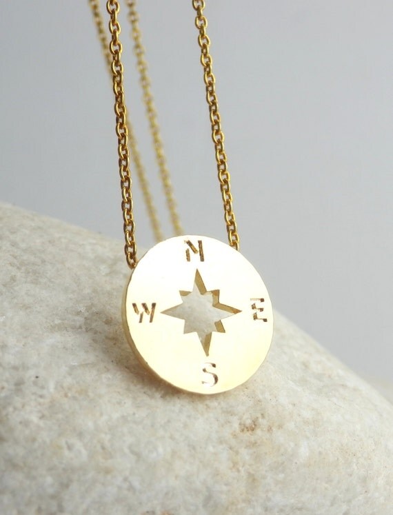 Compass Rose Necklace. Dainty Gold Plated 18k by Misstura on Etsy