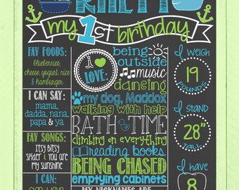 Chevron Red and Aqua First Birthday by PersonalizedChalk on Etsy