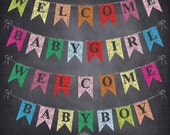 Items similar to Chalkboard Bunting Banner Clipart "BUNTING BANNER ...
