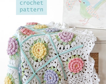 Crochet flower blanket | Etsy