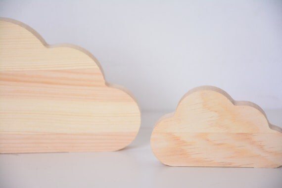 set of 2 wooden cloud shape large and small wall decor
