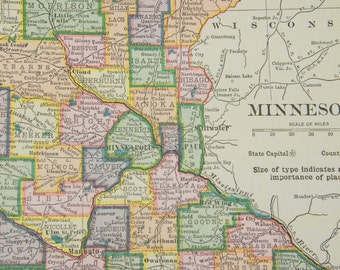 Unique old minnesota map related items | Etsy