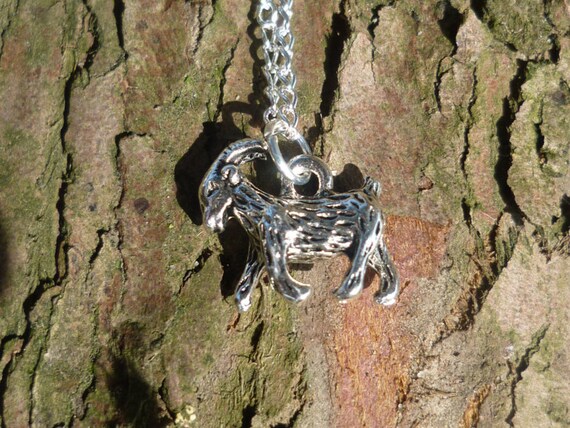 Goat necklace Goat pendant on silver plated chain gift for