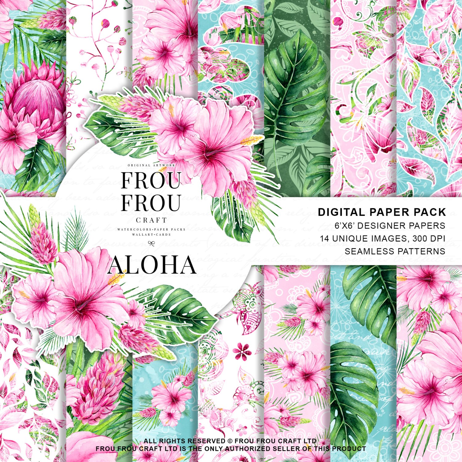 Exotic Paper Pack Tropical Summer Scrapbook Papers Watercolor