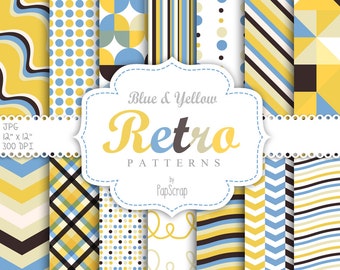 Retro Seamless Patterns Instant Download Digital Paper Pack