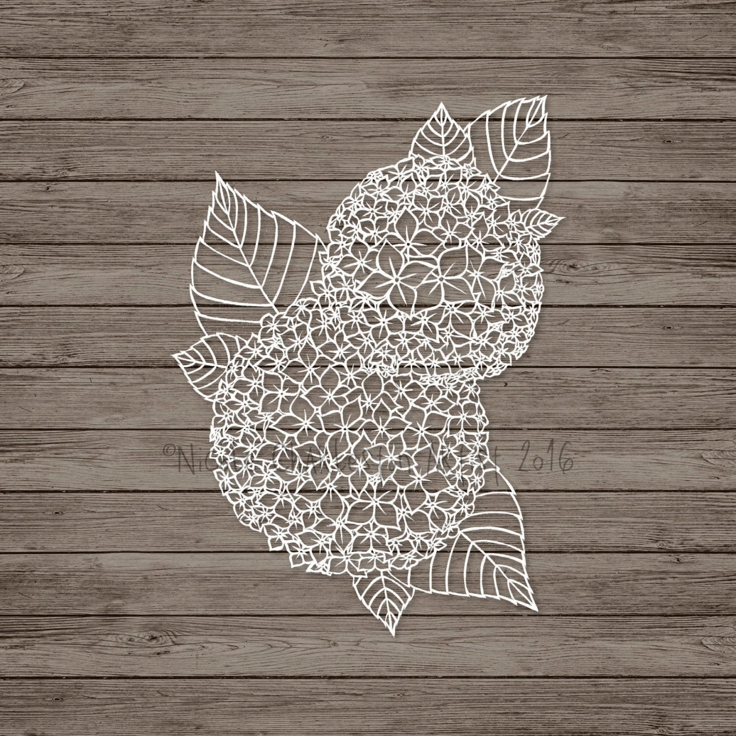 Hydrangea Papercut Template Hydrangea Paper by NicoleCharlestonArt
