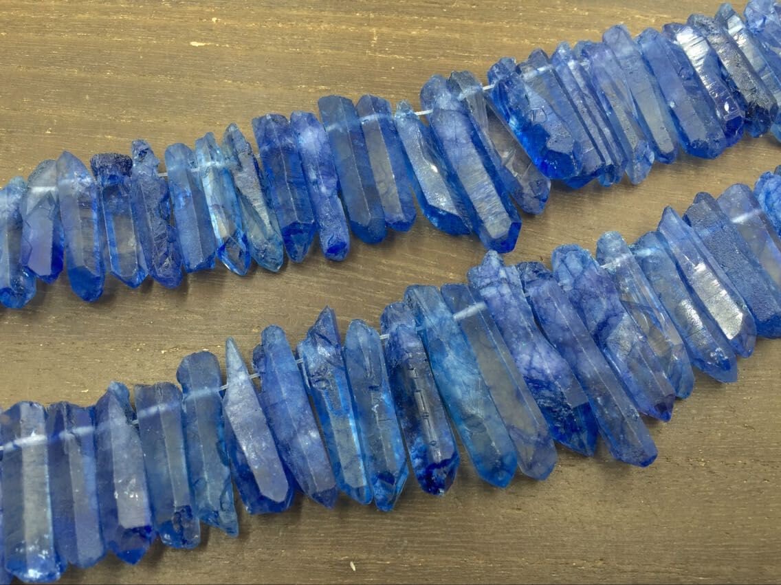 Raw Dark Blue Crystal Points Matte Blue Quartz Points