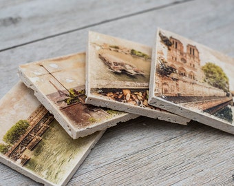French Post Card Coasters Vintage Paris Fashion Handmade