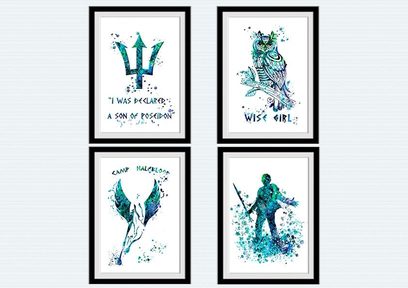 Percy Jackson watercolor poster Set of 4 Percy Jackson art