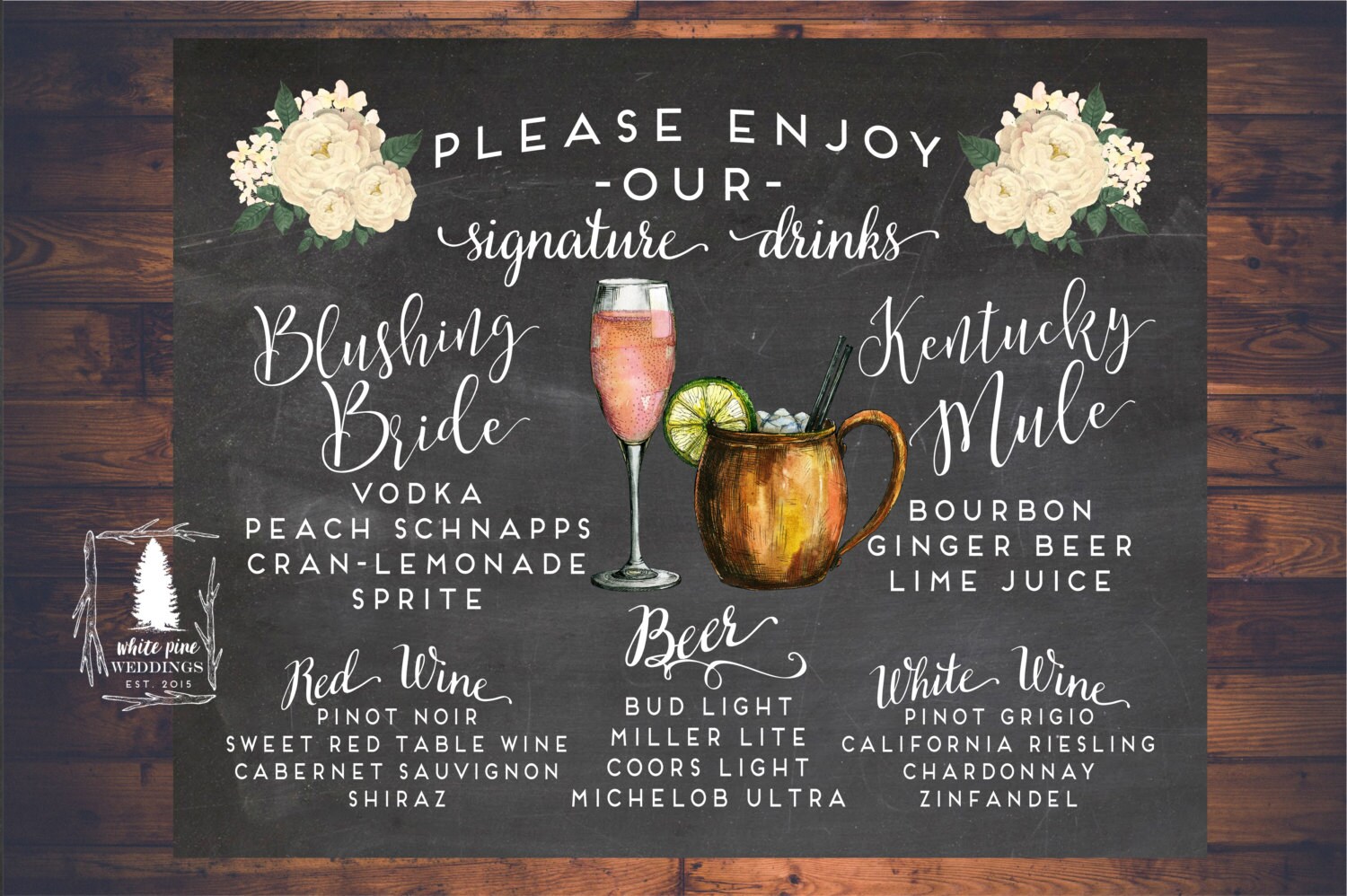 Wedding Signature Drinks sign Printable Drink Sign Wedding