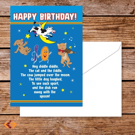 Kids birthday card Nursery rhyme birthday card by Designed4Doing