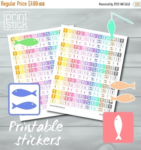 ON SALE Cute Fishing Stickers PRINTABLE Perfect by PrintStick