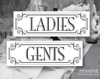 Printable Art LADIES and GENTS Signs Gatsby by ARTAVENUEPRINTS