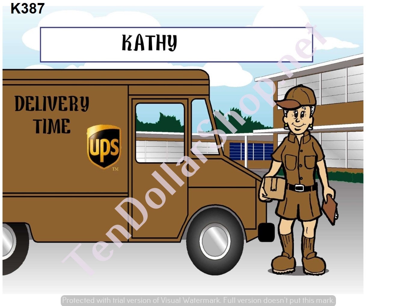 UPS Delivery Driver Personalized Cartoon Prints or Cartoon Key