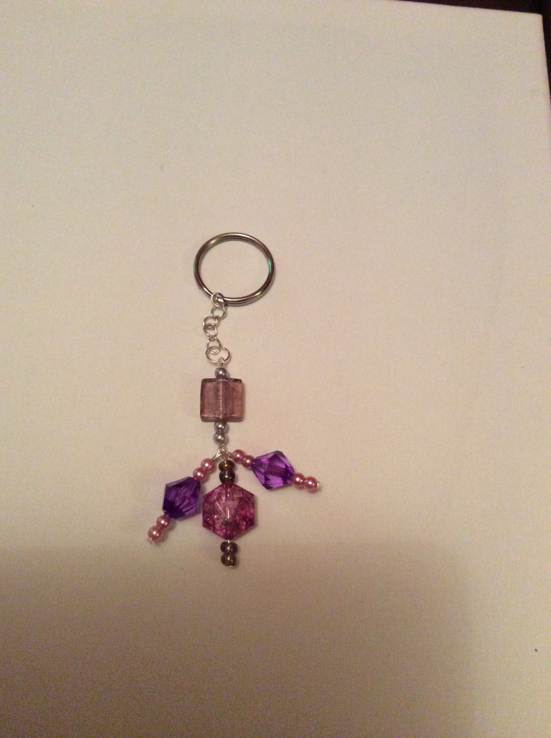 Passion purple keychain/ pink/ handmade/ by Katierainbowcrafts