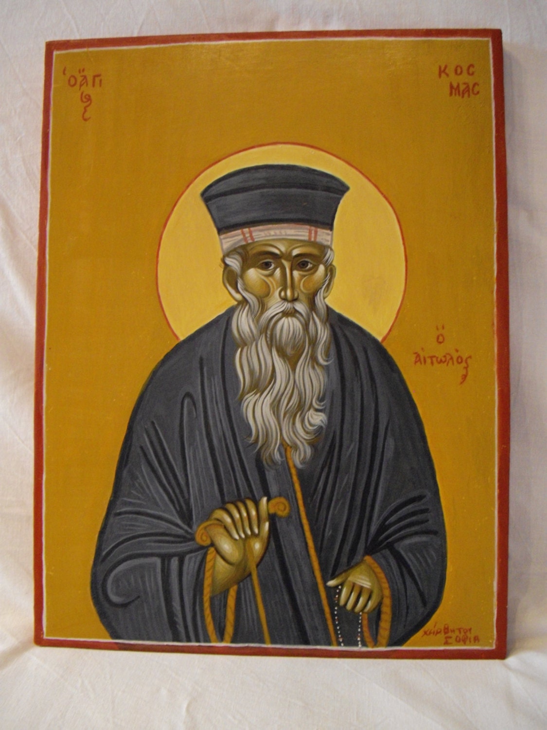 Handmade Saint Cosmas the Aetolian icon by ArtAndHolyIcons on Etsy