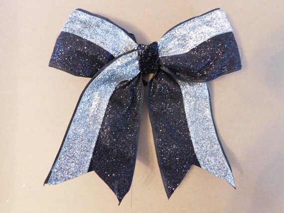 Black Glitter ribbon with silver glitter trim 3 wide