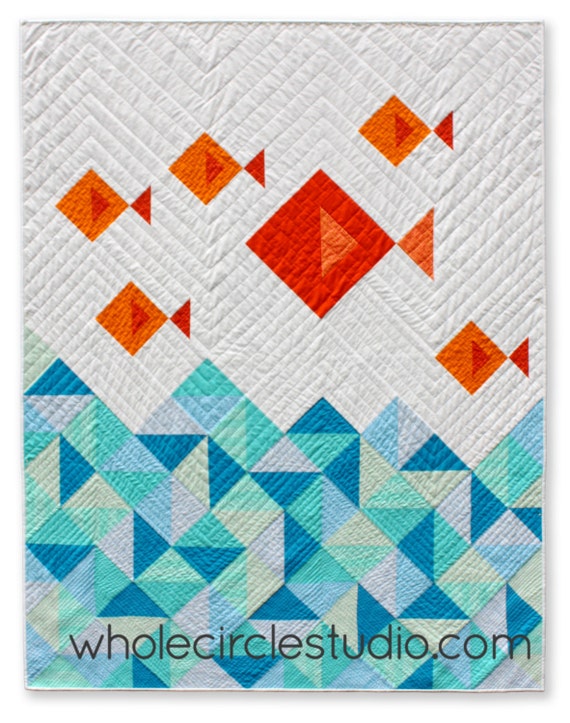 Fish Quilt. PDF. Pattern only. Modern Quilt. by wholecirclestudio
