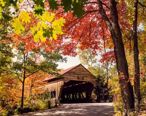 Fall Colors Covered Bridge Photo New England Autumn Colors