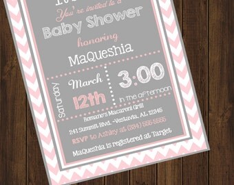 Items similar to Chevron Baby Shower Invitation, I Customize You Print ...