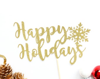 Items similar to HAPPY HOLIDAYS Cupcake Toppers/Gift Tags on Etsy