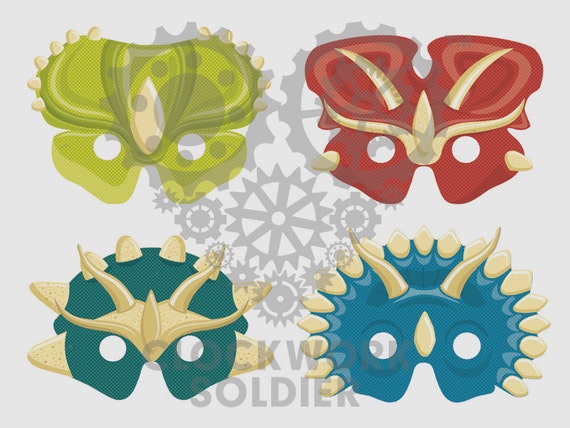 DIY Printable Dinosaur Masks PDF by ClockworkSoldierShop on Etsy