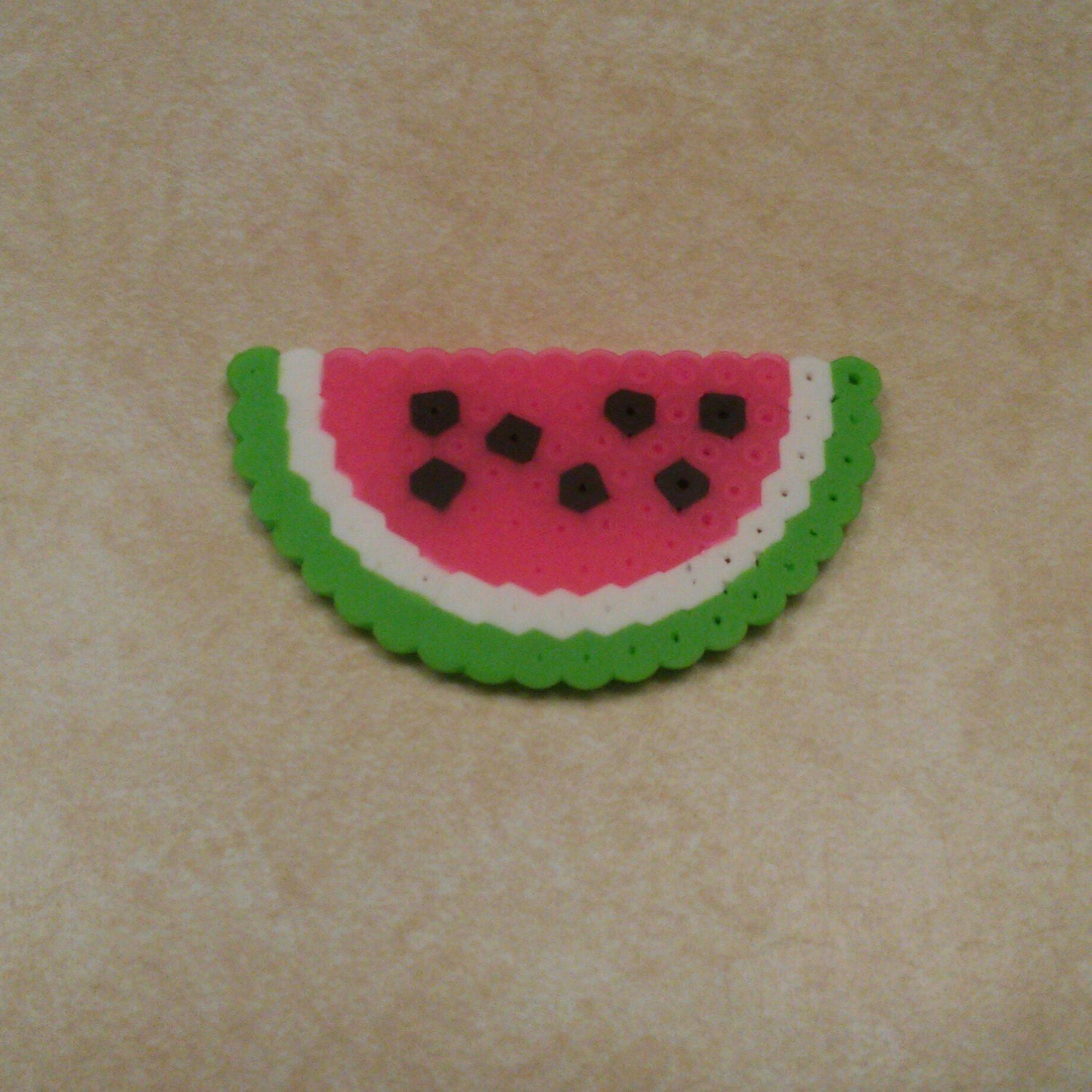 Watermelon Slice Perler Bead Art Summer art by ChibiKaijuKrafts