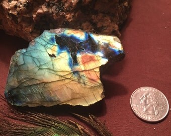 Items similar to Labradorite & Raw Quartz Handmade Bullet Cuff on Etsy