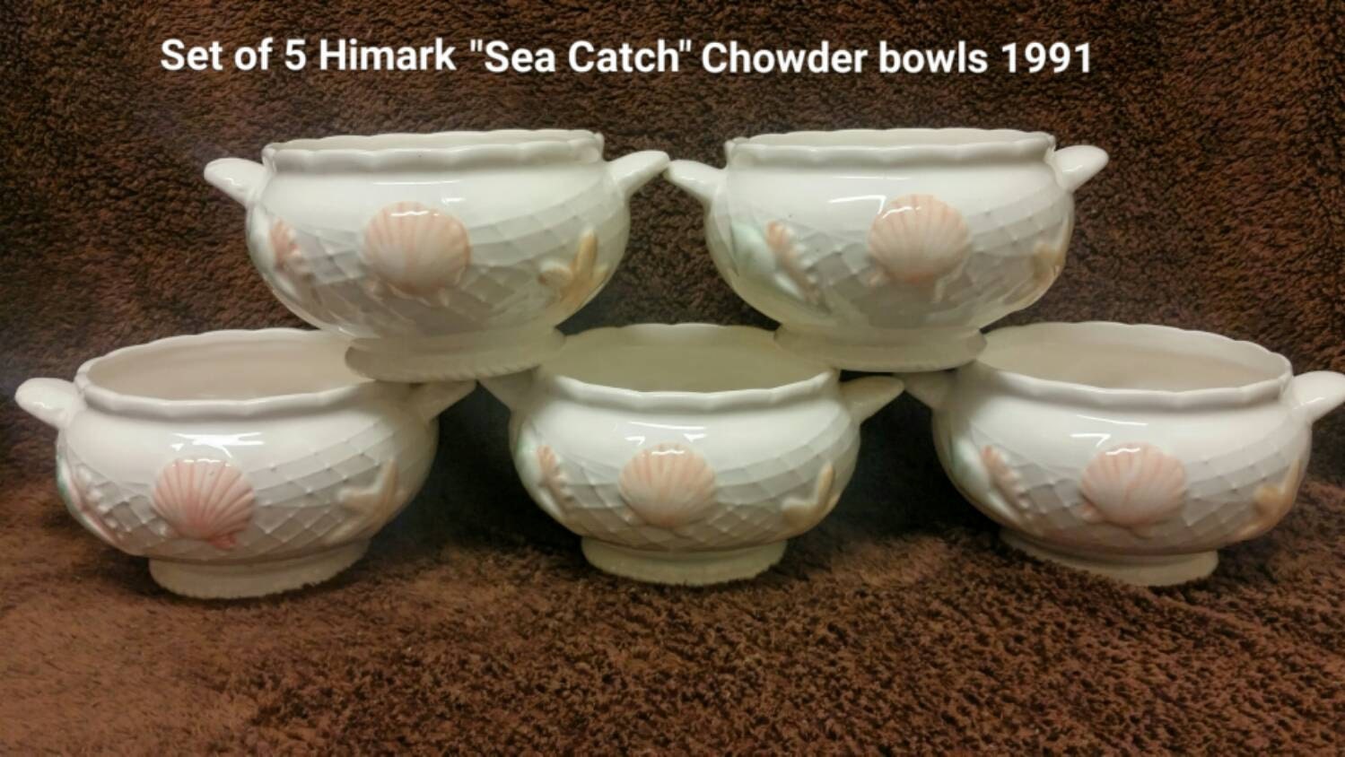 Chowder Bowls. “Sea Catch” Set of 5. Himark Japan 1991 – Haute Juice