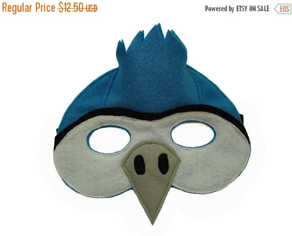 ON SALE Children's Blue Jay Bird Felt Mask by MagicalAttic on Etsy