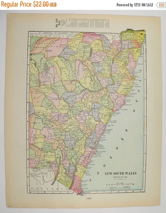 1902 Map New South Wales Australia NSW Map by OldMapsandPrints