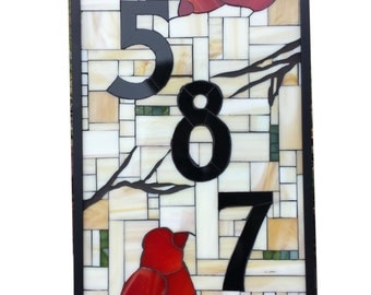 Custom House Number in Stained Glass Mosaic by SequentialGlass